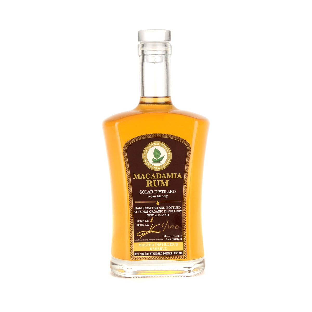 Macadamia Rum (750ml 38% ABV) – Puhoi Organic Distillery